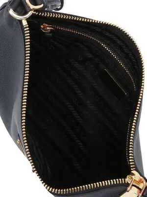 Prada Logo Plaque Zipped Shoulder Bag