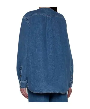 TOTEME Band Collar Buttoned Denim Shirt
