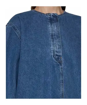 TOTEME Band Collar Buttoned Denim Shirt