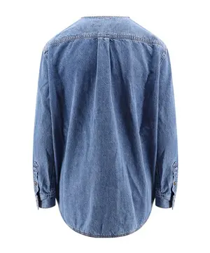 TOTEME Band Collar Buttoned Denim Shirt