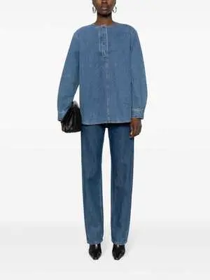 TOTEME Band Collar Buttoned Denim Shirt