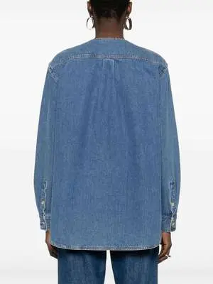 TOTEME Band Collar Buttoned Denim Shirt