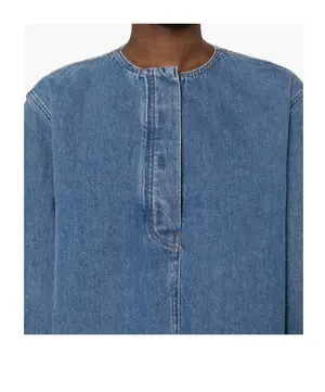 TOTEME Band Collar Buttoned Denim Shirt