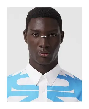 Burberry Allover Printed Buttoned Sleeveless Shirt - Blue