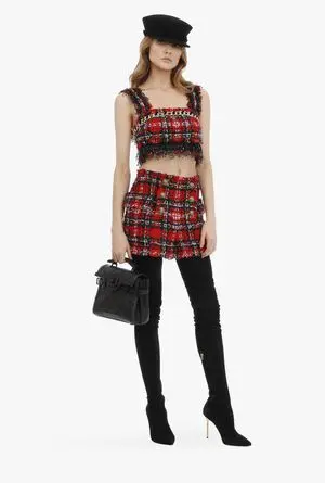 Balmain Frayed Check Tweed Shorts