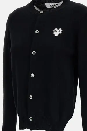Play Comme Des Garcon Long Sleeve Cardigan - Black
