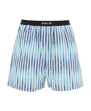Amiri Logo Tape Striped Loose Fit Shorts