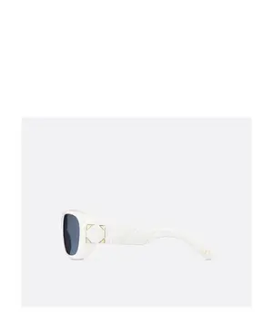 Dior White Acetate Sunglasses With Lenses And Gold Tone Accents - Blue