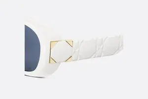 Dior White Acetate Sunglasses With Lenses And Gold Tone Accents - Blue