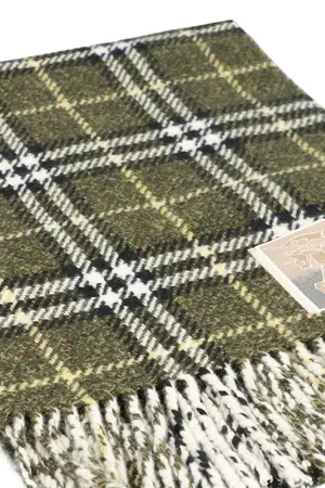 Burberry Checkered Logo Patch Fringed Scarf