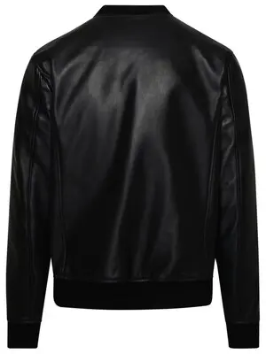 Philipp Plein Embossed Logo Leather Bomber Jacket