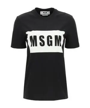 MSGM Logo Printed Crewneck T-shirt - Black