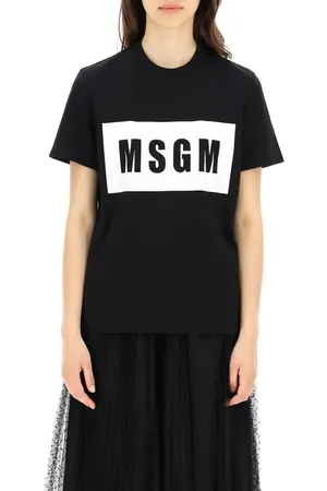 MSGM Logo Printed Crewneck T-shirt - Black