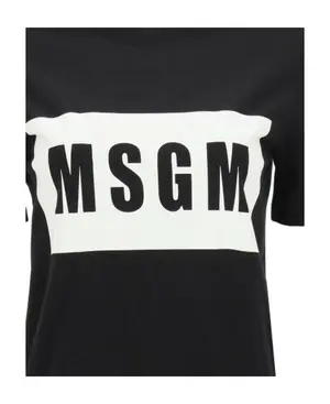 MSGM Logo Printed Crewneck T-shirt - Black