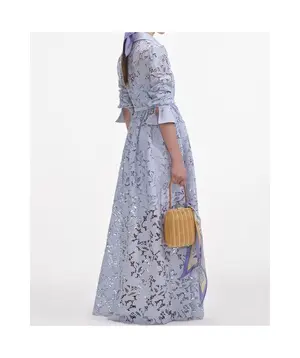 SELF-PORTRAIT Lace Collared Maxi Dress