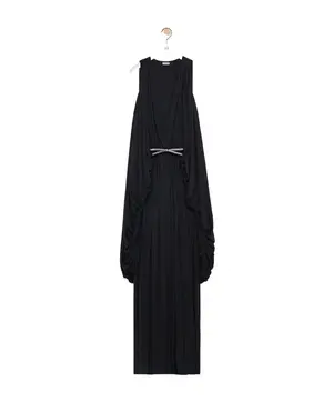 Loewe Draped Embellished V-neck Maxi Dress