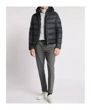 FAY Quilted Down Jacket With Hood - Black