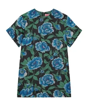 Kenzo Peonies" Floral Pattern Short Sleeve T-shirt Dress