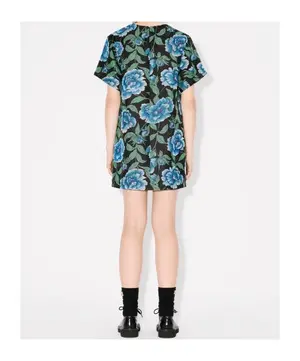 Kenzo Peonies" Floral Pattern Short Sleeve T-shirt Dress