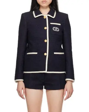 Valentino Garavani Logo Detailed Buttoned Jacket