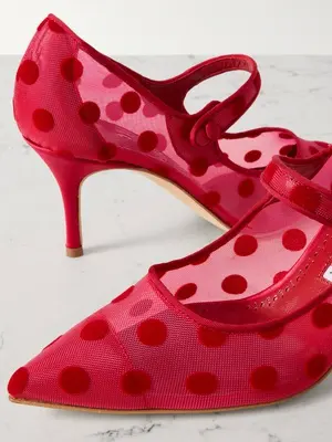 Manolo Blahnik Campari Satin Trim Mary Jane High Heels