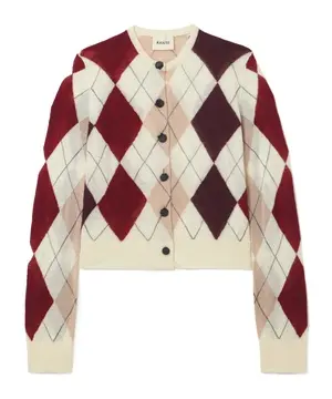 Khaite Argyle Long-sleeved Cardigan - Cream