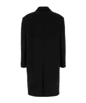 Versace Single-breasted Long Coat With Notched Lapel