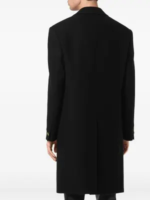 Versace Single-breasted Long Coat With Notched Lapel