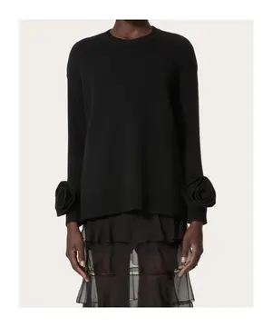 Valentino Garavani Rose Embellished Crewneck Jumper