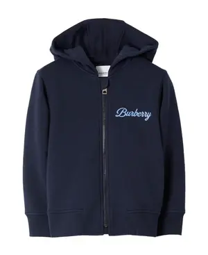 Burberry Logo-print Zip-up Cotton Hoodie - Black