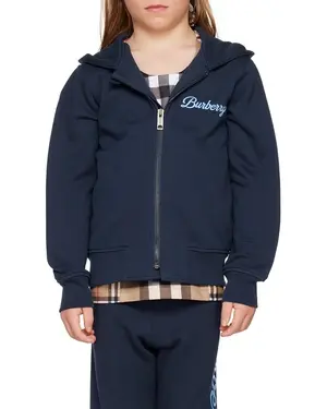 Burberry Logo-print Zip-up Cotton Hoodie - Black