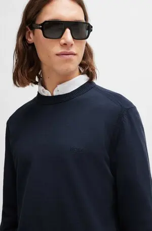 Hugo Boss Logo-embroidered Ribbed Jumper - Black