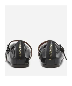 LANVIN Glossy Buckle-strap Ballet Flats - Black
