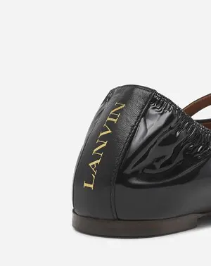 LANVIN Glossy Buckle-strap Ballet Flats - Black