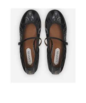 LANVIN Glossy Buckle-strap Ballet Flats - Black