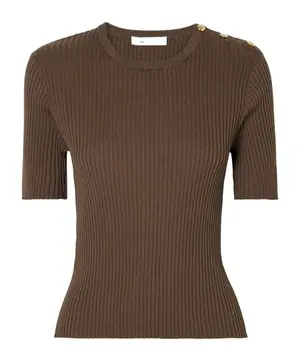 BLAZÉ MILANO Ribbed Crew Neck Short Sleeve Knitwear