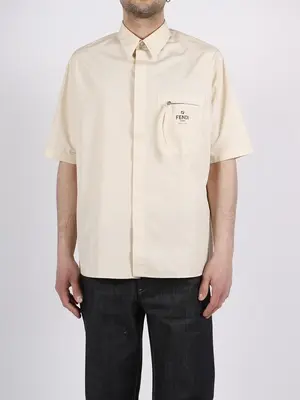 Fendi Logo Printed Short-sleeved Shirt - Beige