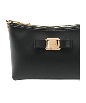 FERRAGAMO Bow Detail Zippered Shoulder Bag