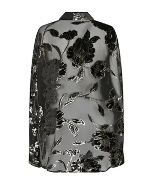 Roberto Cavalli Floral Sheer Long Sleeve Shirt