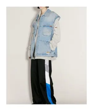 Martine Rose Bleached Washed Cotton Denim Vest