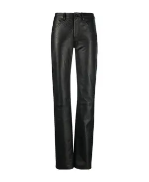 MARINE SERRE All-over Embossed-logo Leather Trousers - No