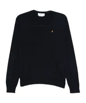 Alexander McQueen Crew Neck Sweater With Embroidered Graphic - Black