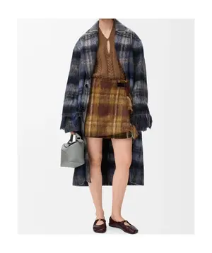 Loewe Plaid Fringed Mini Skirt