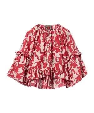 La DoubleJ Ruffled Tie-neck Boho Blouse - Red
