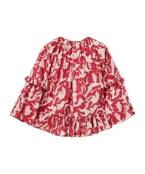 La DoubleJ Ruffled Tie-neck Boho Blouse - Red