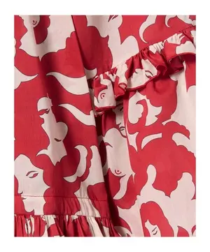 La DoubleJ Ruffled Tie-neck Boho Blouse - Red