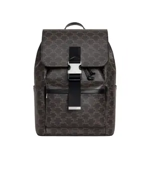Celine Triomphe Canvas And Calfskin Backpack - Black