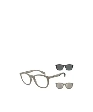 Emporio Armani Full Rim Eyeglasses With Clip-on Sunglasses - Gray