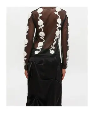 GANNI Floral Crochet High Neck Top