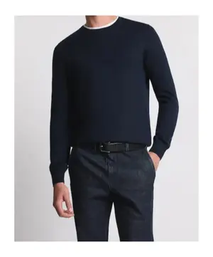 FAY Round Neck Long Sleeve Jumper - Blue